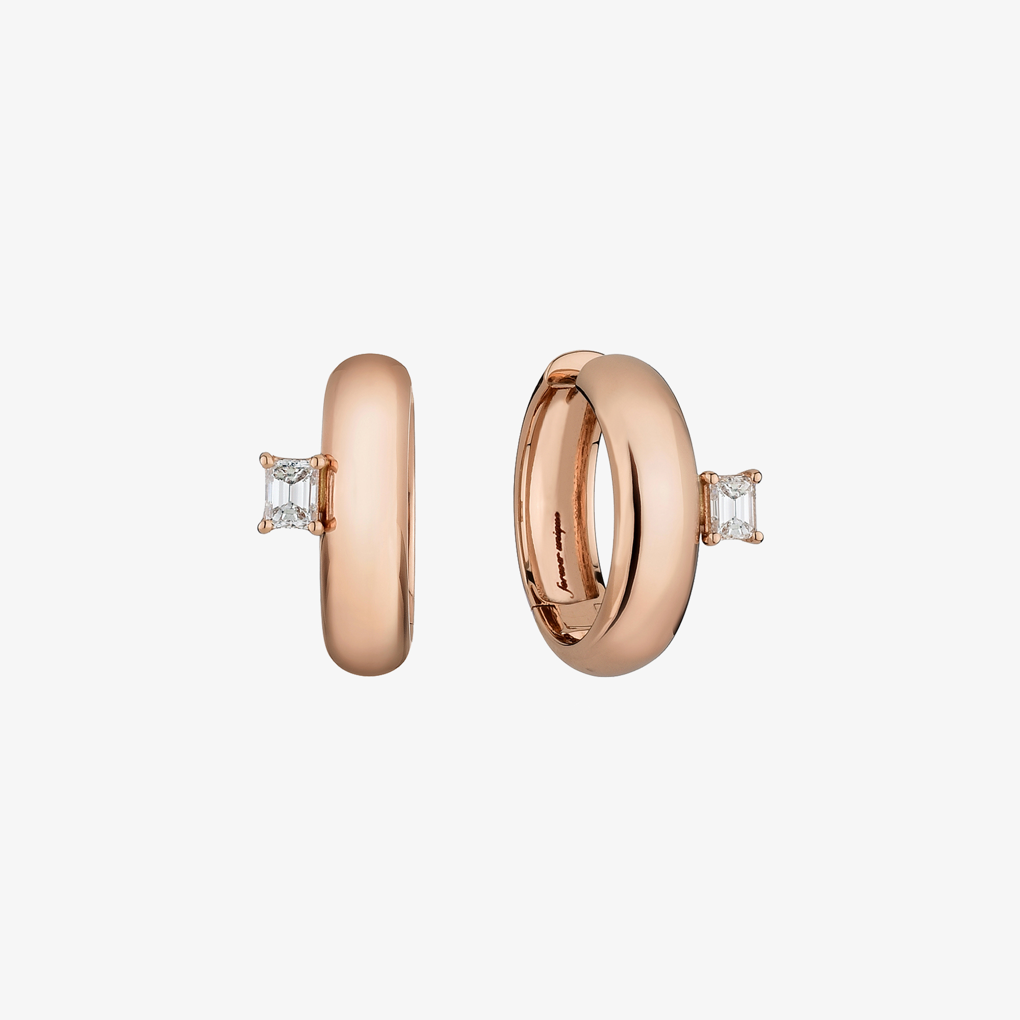 Chubby pink gold hoops with diamonds | Venetia Vildiridis E-Shop