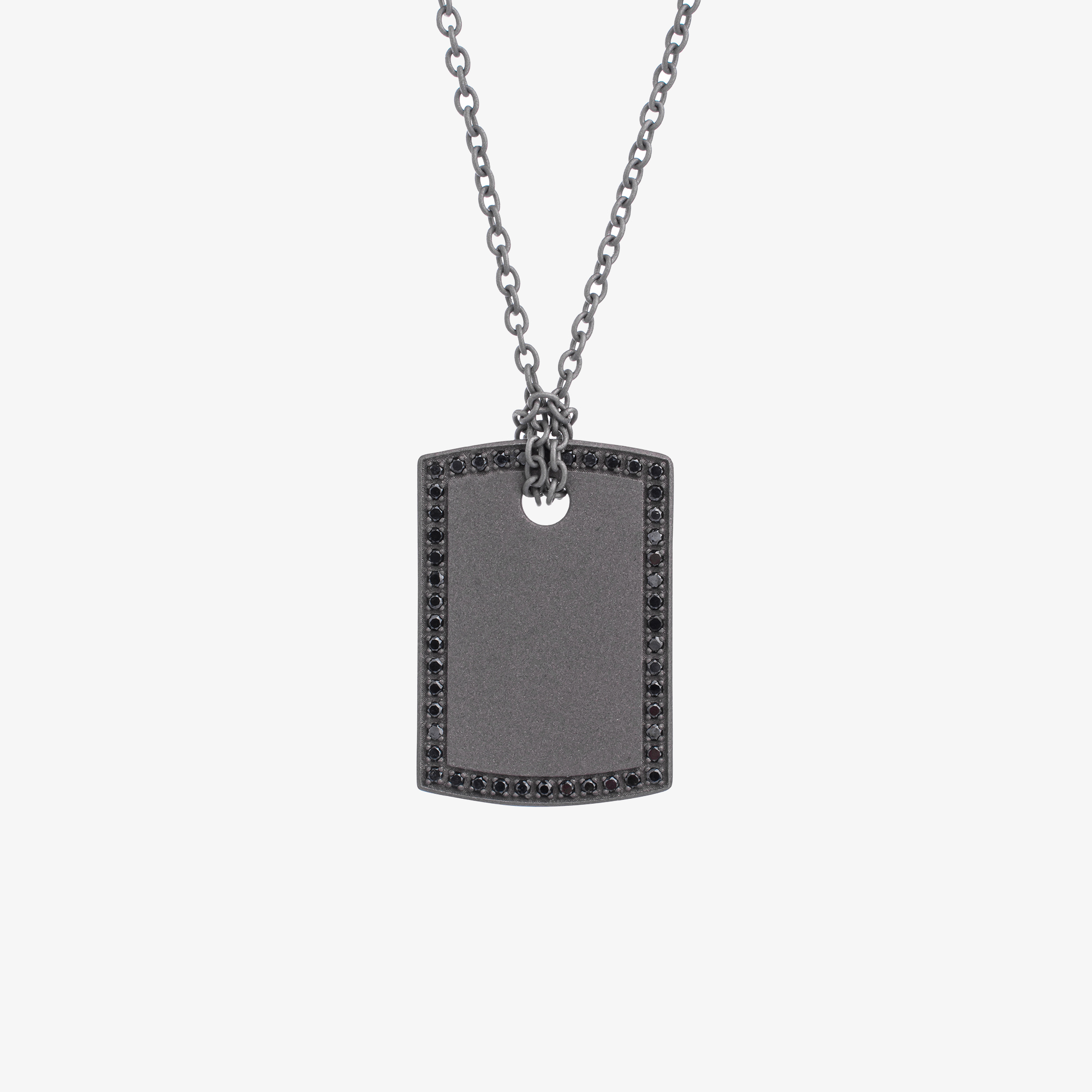 Men's titanium tag pendant with black diamonds | Venetia Vildiridis E-Shop
