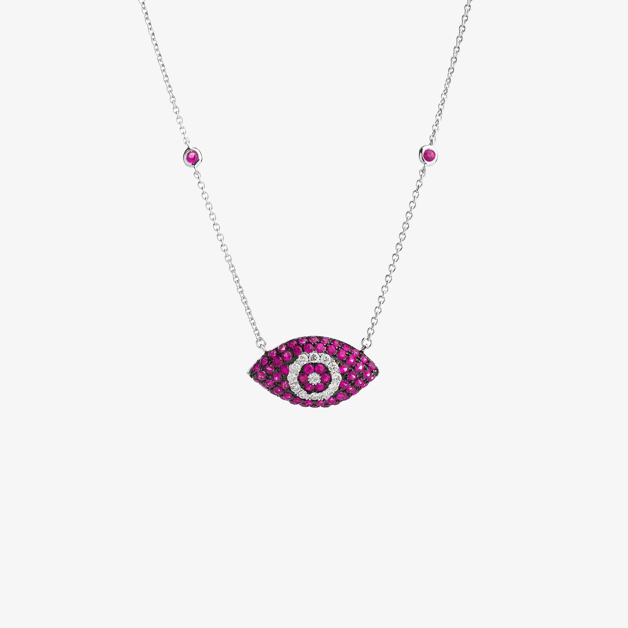 Ruby evil eye necklace | Venetia Vildiridis E-Shop