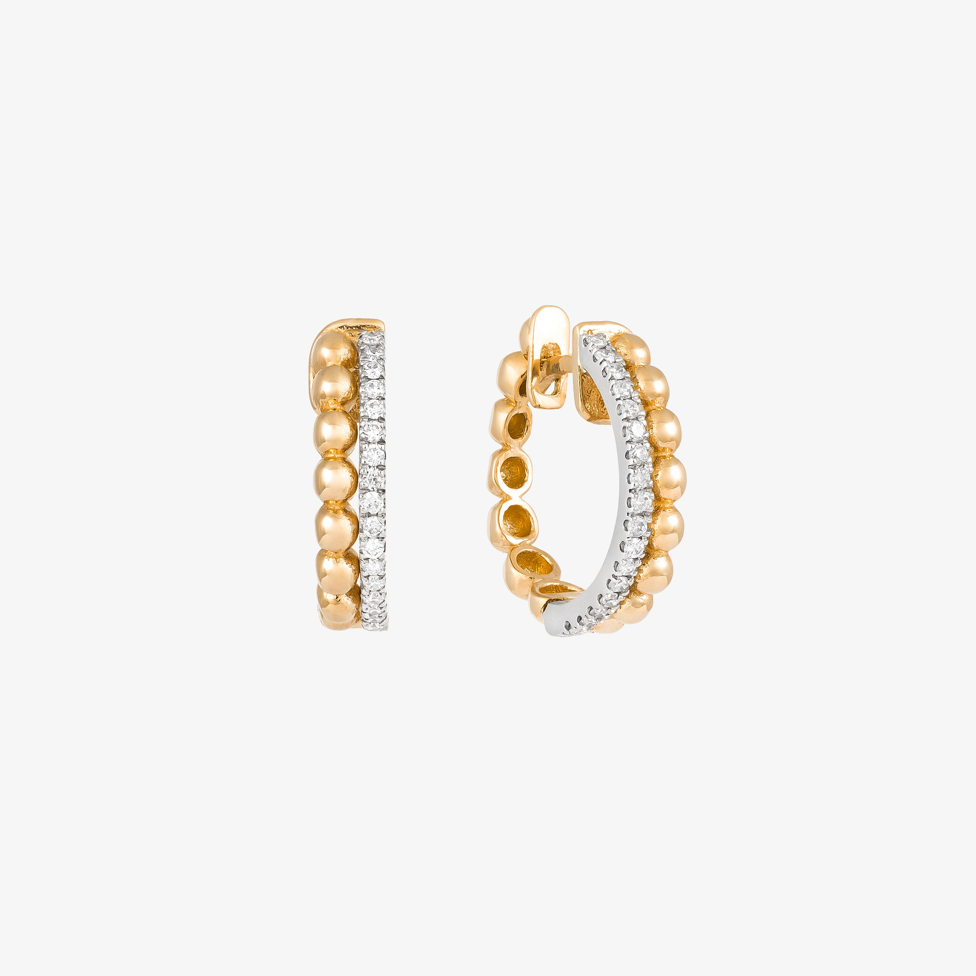 Double diamond gold hoops | Venetia Vildiridis E-Shop