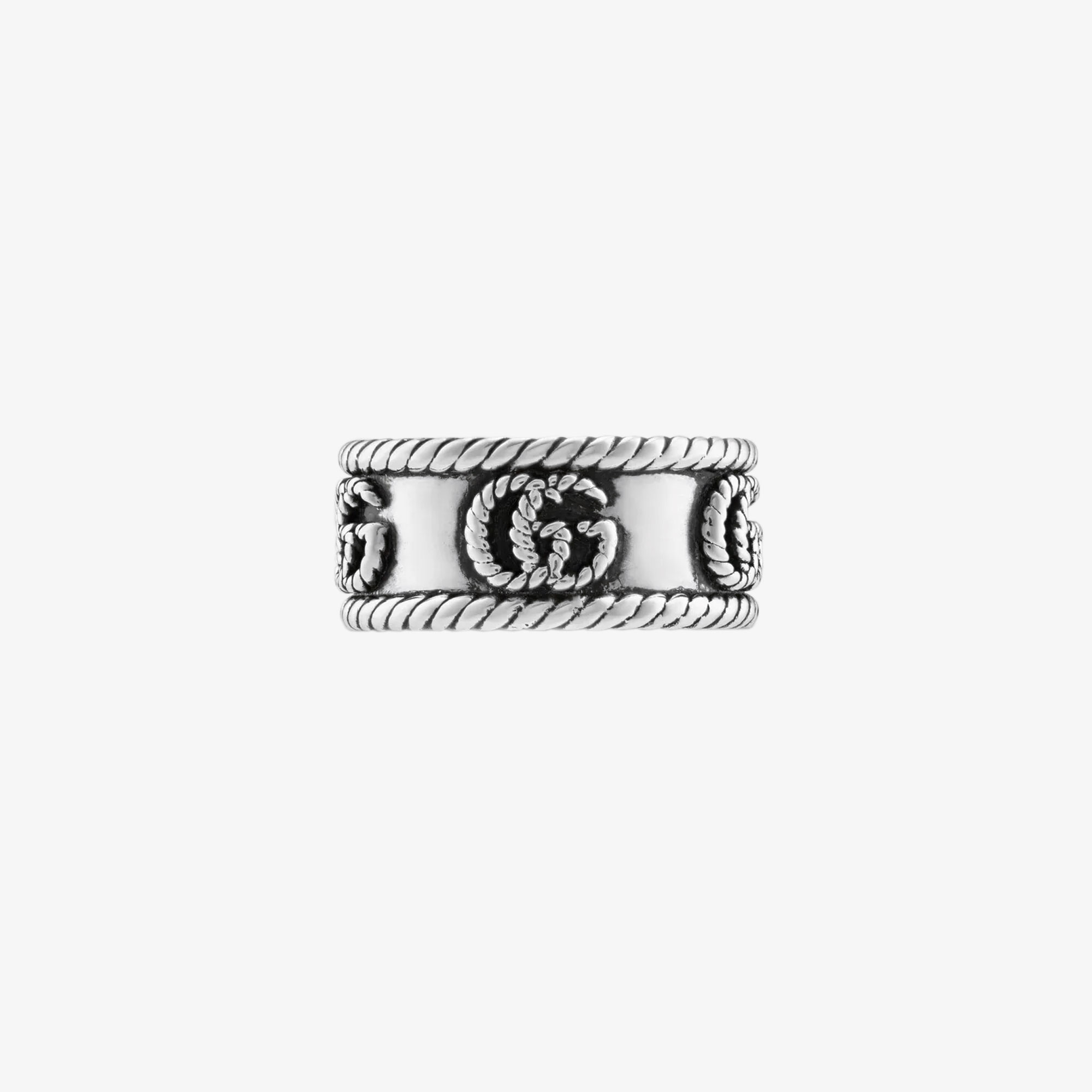 Gucci silver band GG ring with aged finish | Venetia Vildiridis E-Shop