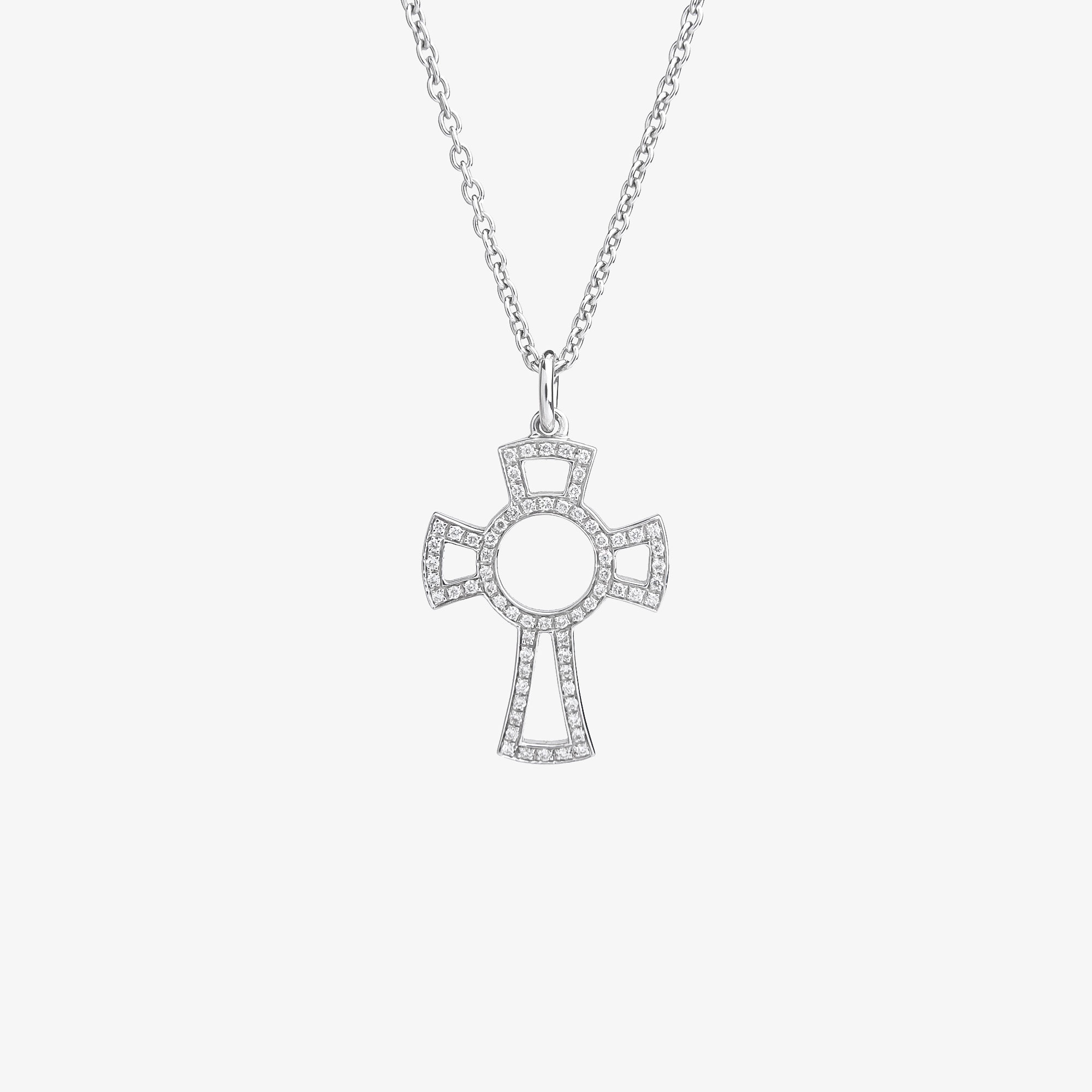 White gold cross outline pendant with diamonds | Venetia Vildiridis E-Shop