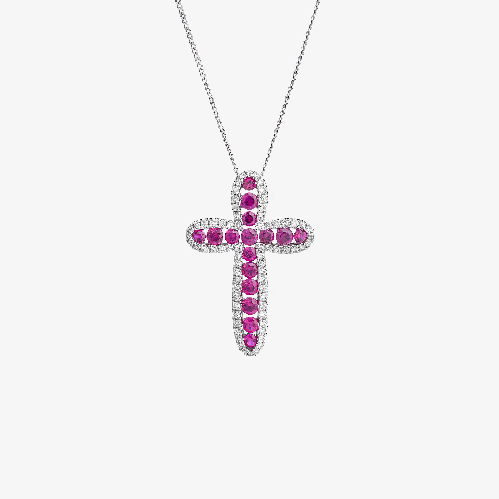 White gold ruby cross with diamonds | Venetia Vildiridis E-Shop