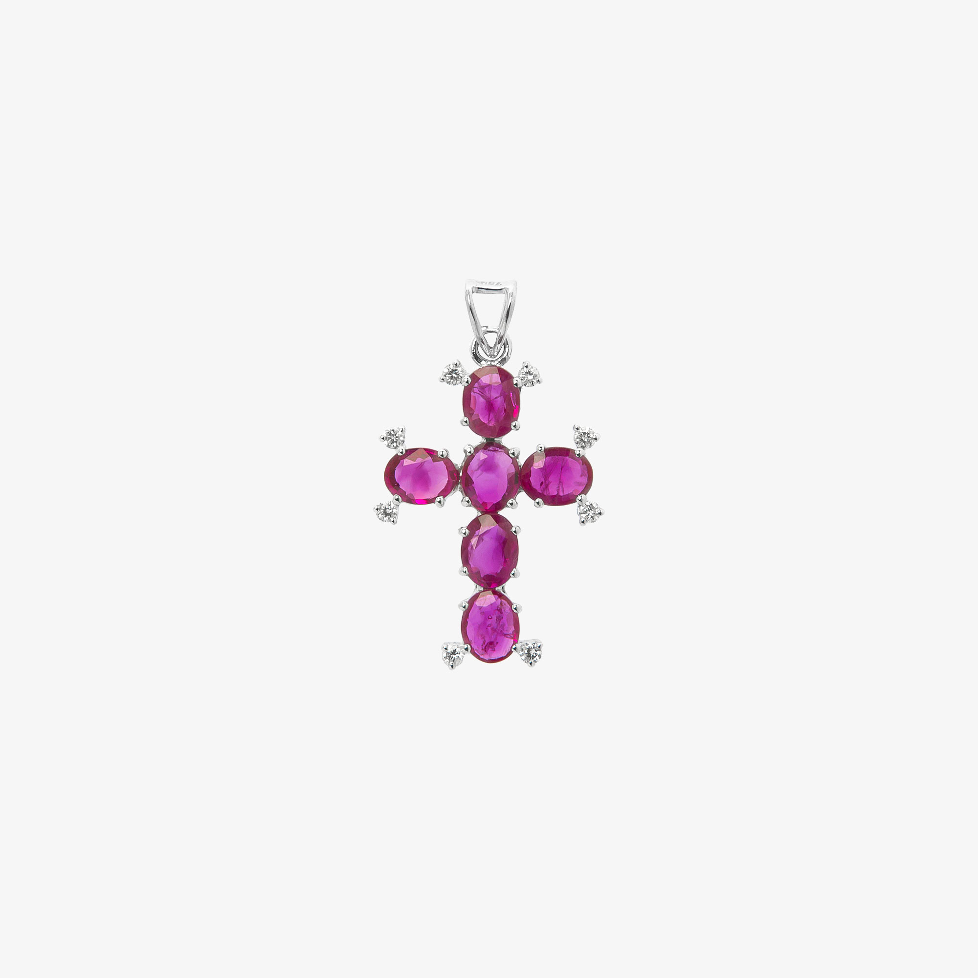 White gold ruby cross | Venetia Vildiridis E-Shop