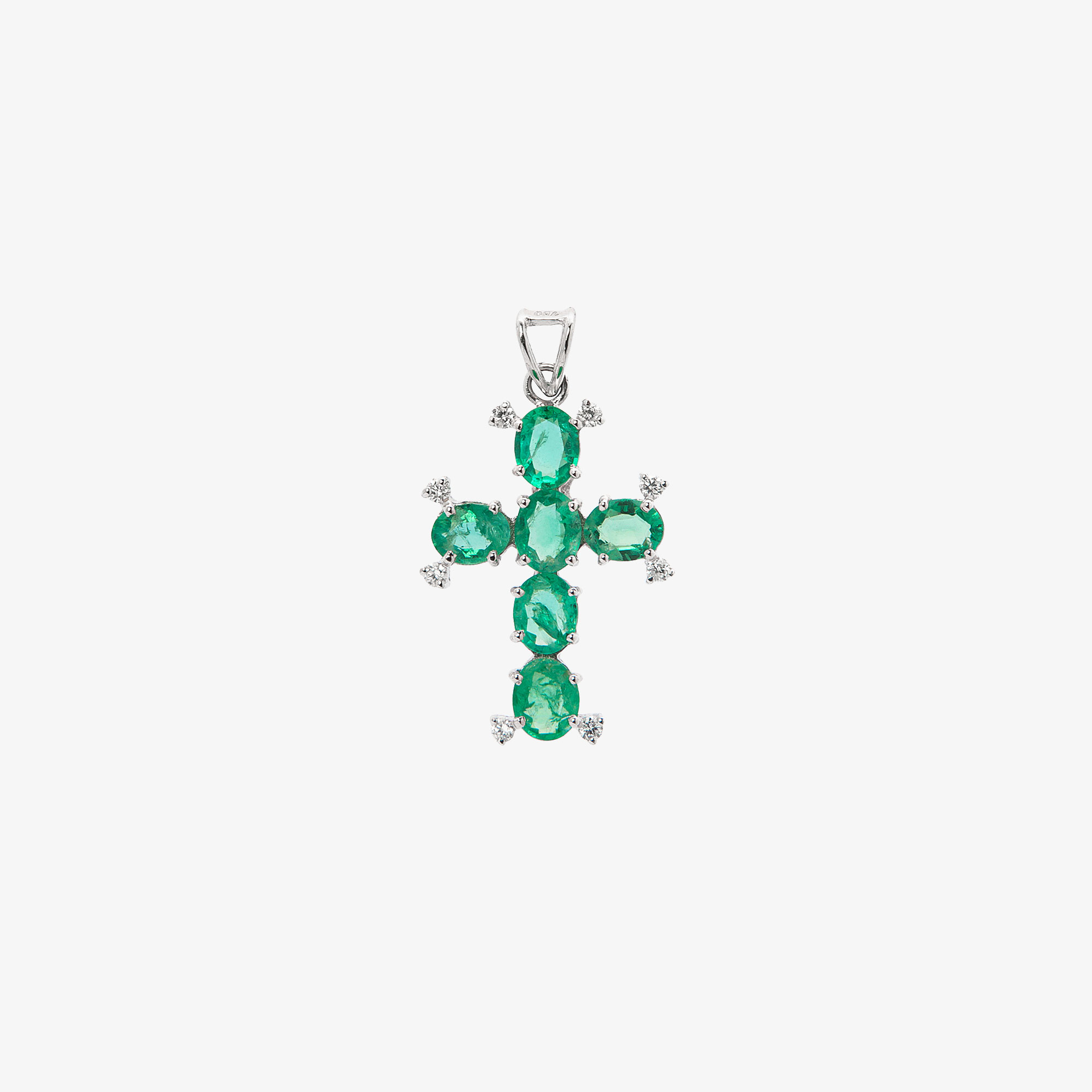 White gold emerald cross with diamonds | Venetia Vildiridis E-Shop