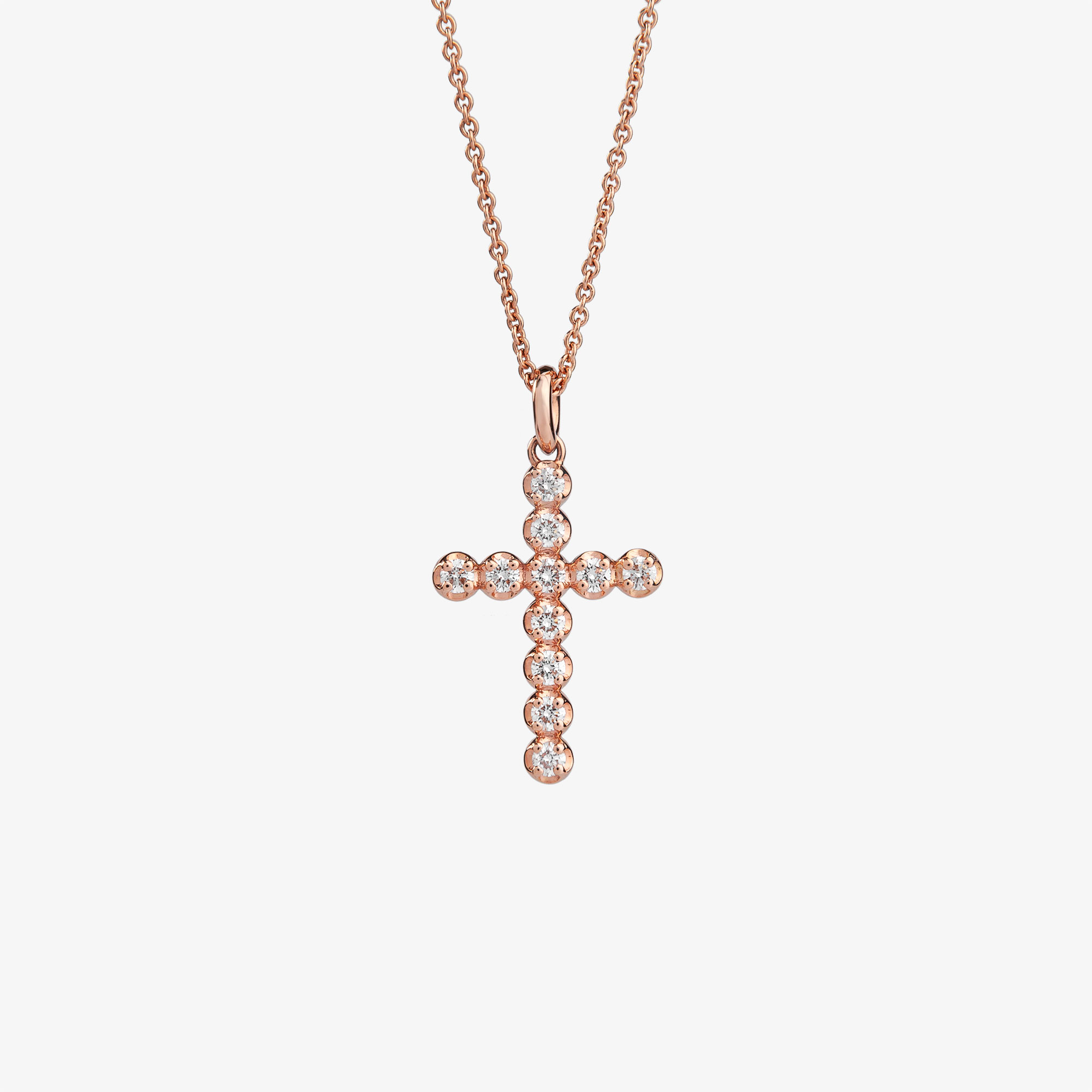 Pink gold diamond cross | Venetia Vildiridis E-Shop
