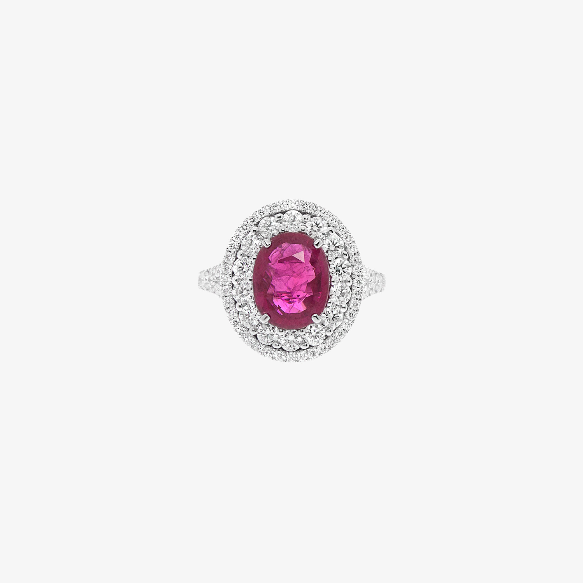 White gold round ruby ring with diamonds | Venetia Vildiridis E-Shop