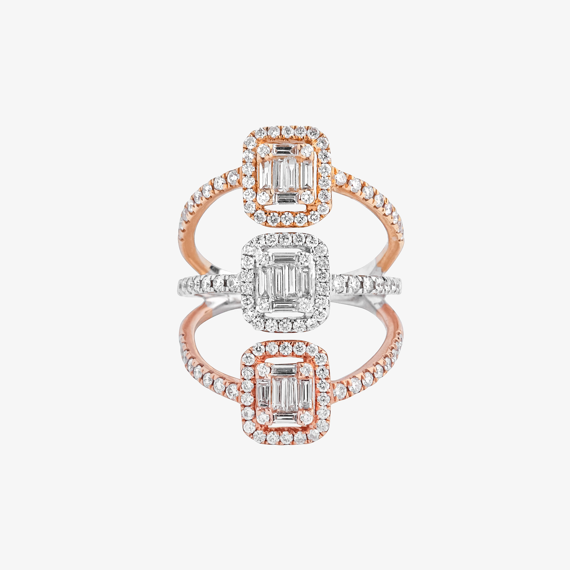 Modern multi line diamond ring with invisible setting | Venetia ...