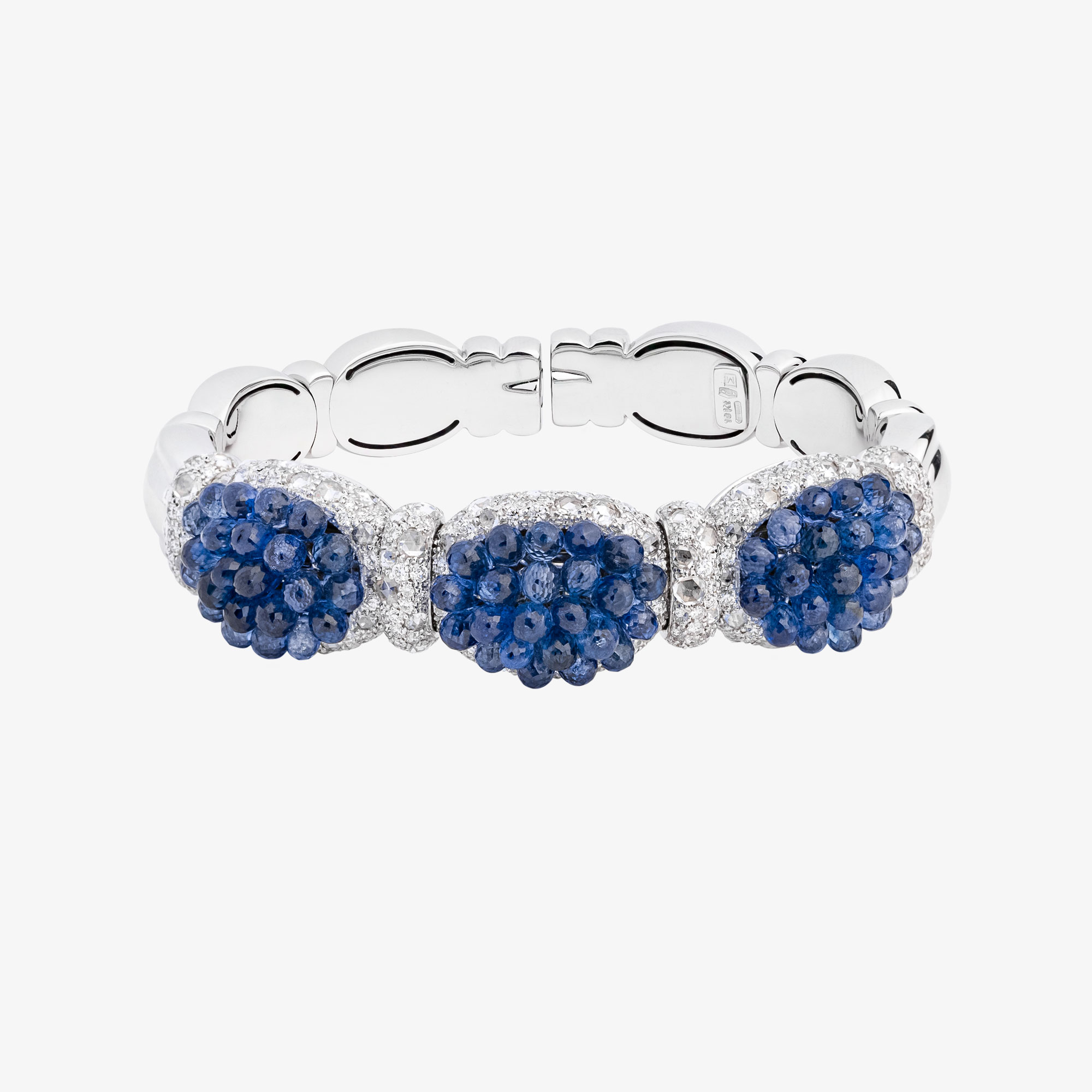 Unique bangle bracelet with diamonds and sapphires | Venetia Vildiridis ...