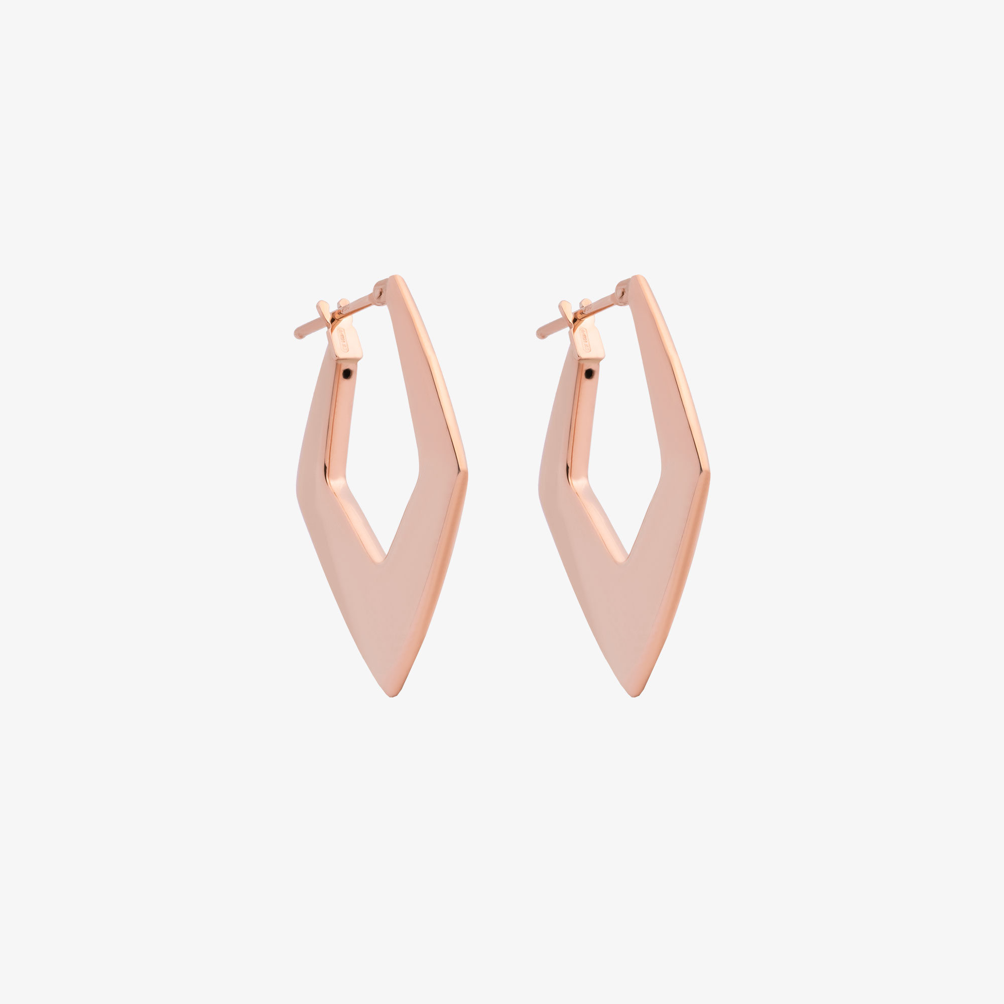 Plain pink gold pointy hoops | Venetia Vildiridis E-Shop