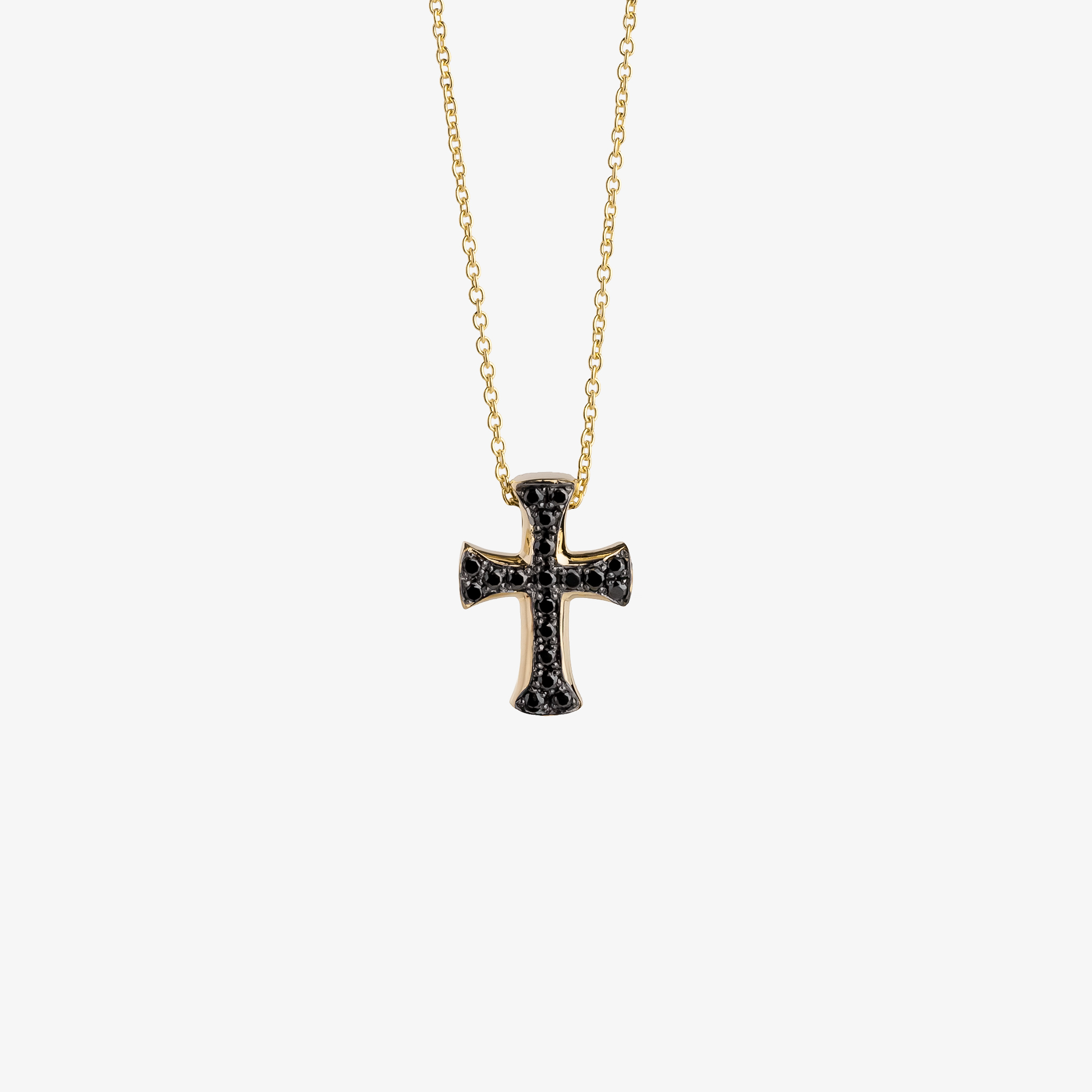 Small gold cross with black diamonds | Venetia Vildiridis E-Shop