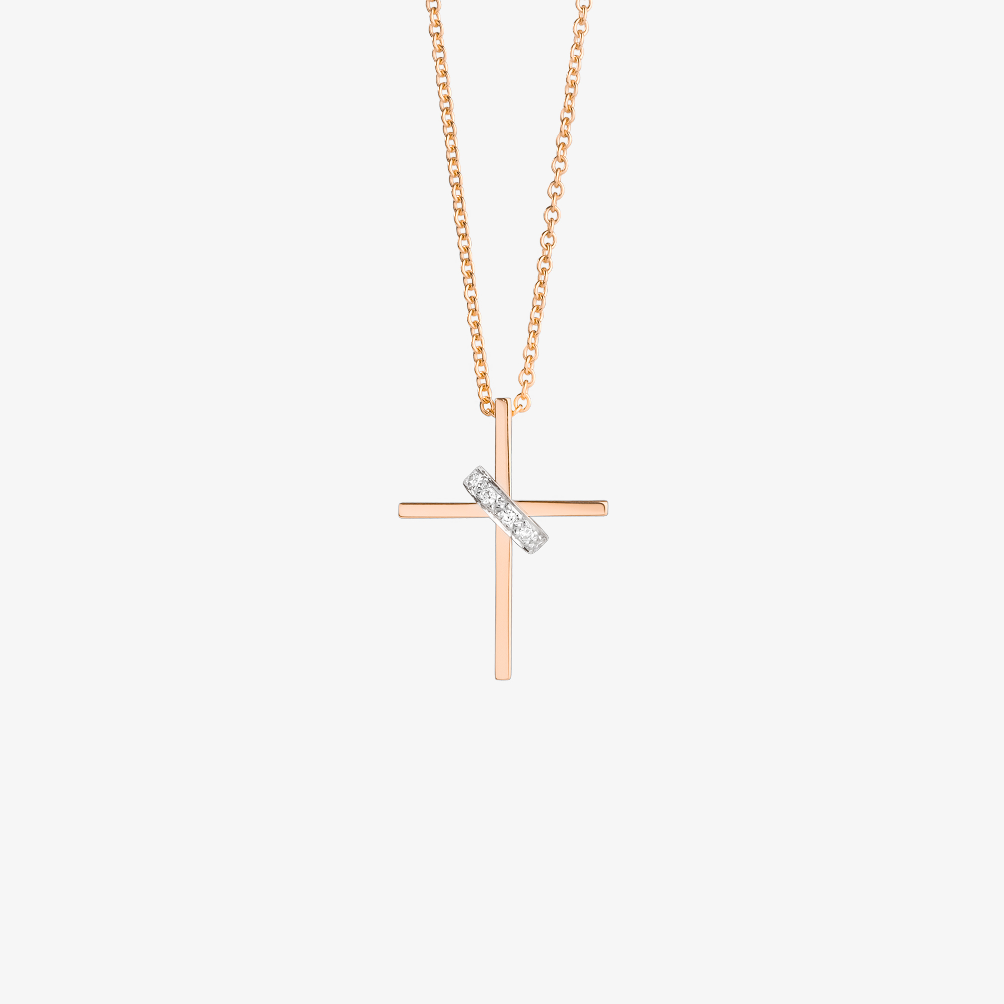 Pink gold cross with diamonds | Venetia Vildiridis E-Shop
