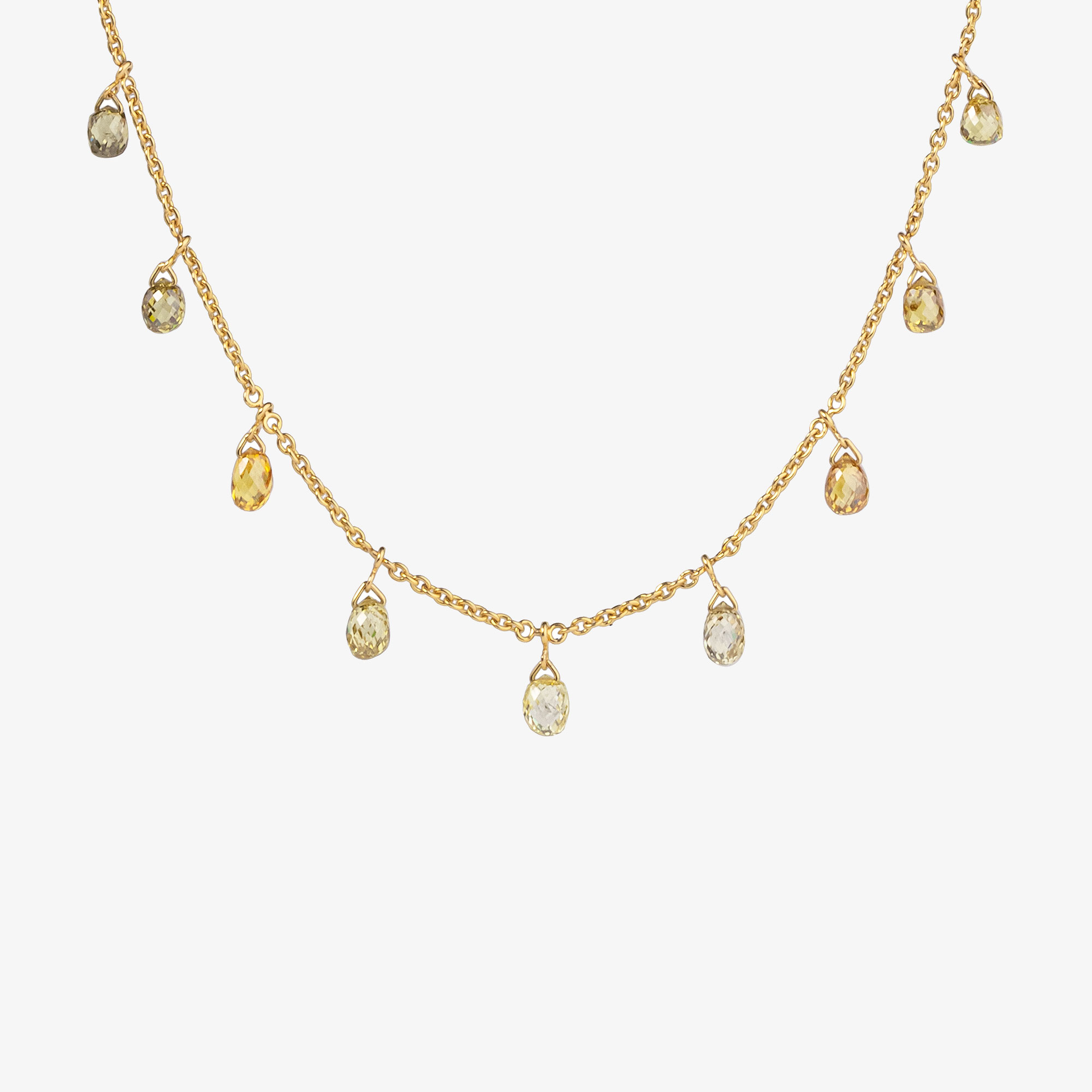 Fancy gold necklace with yellow briole diamonds | Venetia Vildiridis E-Shop
