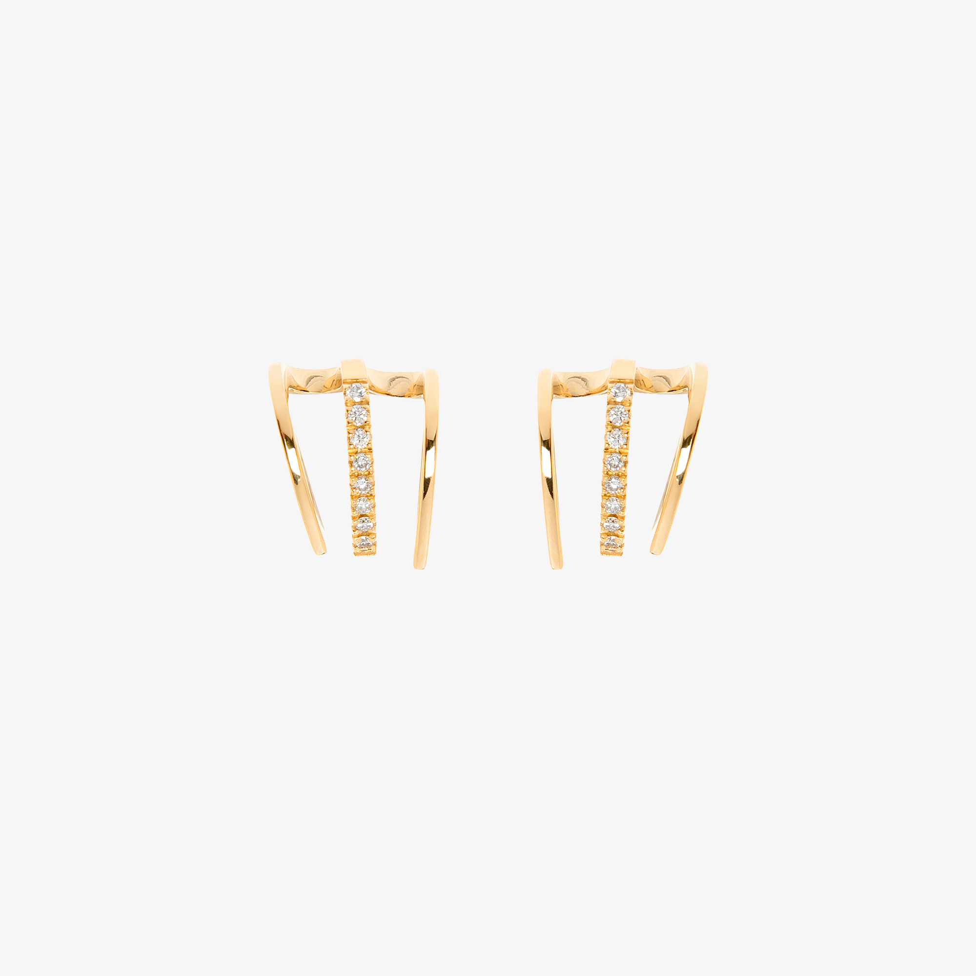 gold triple studs with diamonds | Venetia Vildiridis E-Shop