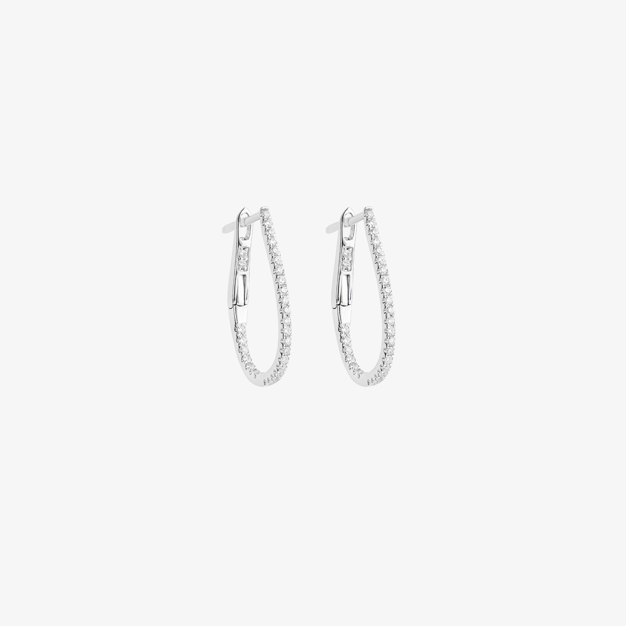 Small oval white gold hoops with diamonds | Venetia Vildiridis E-Shop
