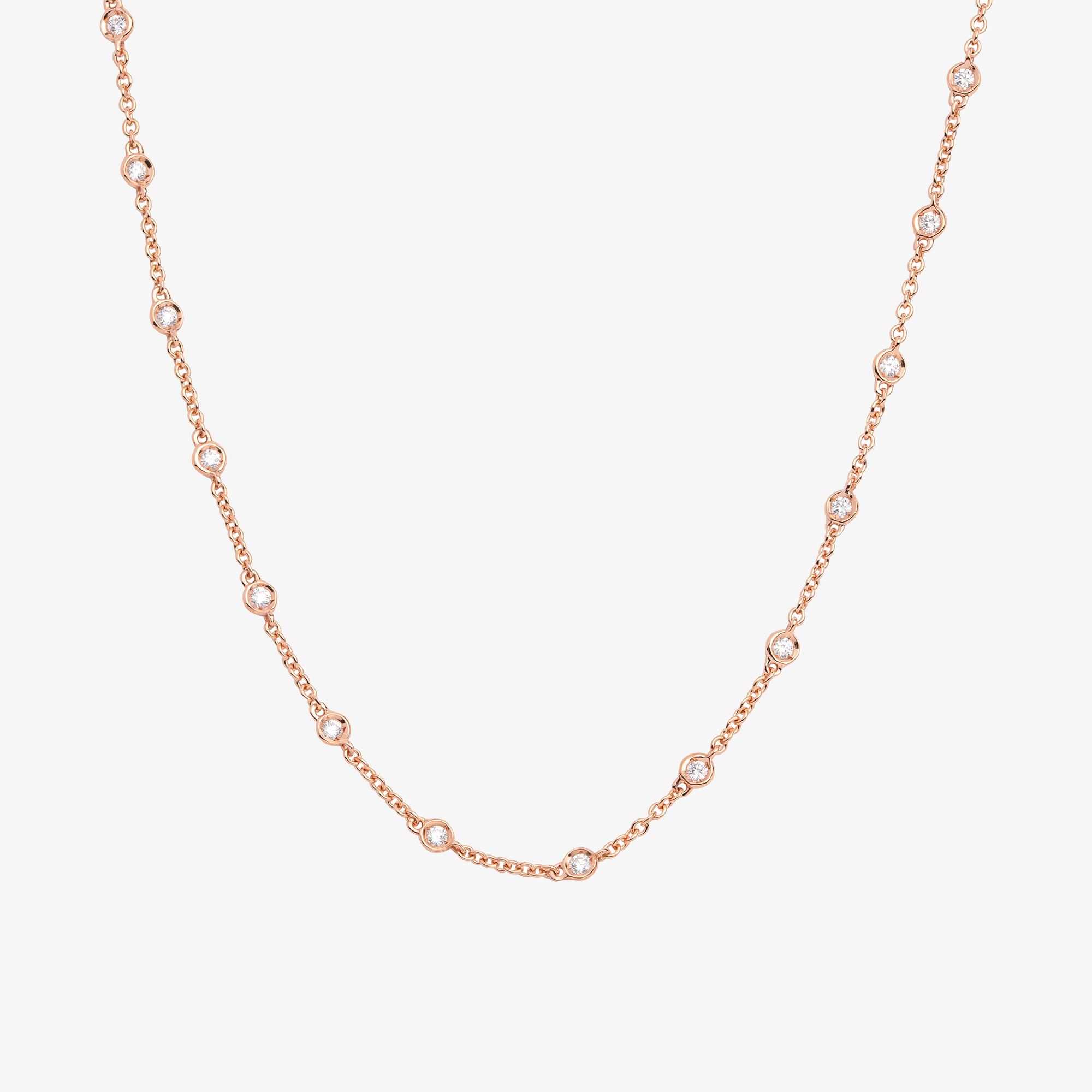 Long pink gold chain necklace with diamonds | Venetia Vildiridis E-Shop