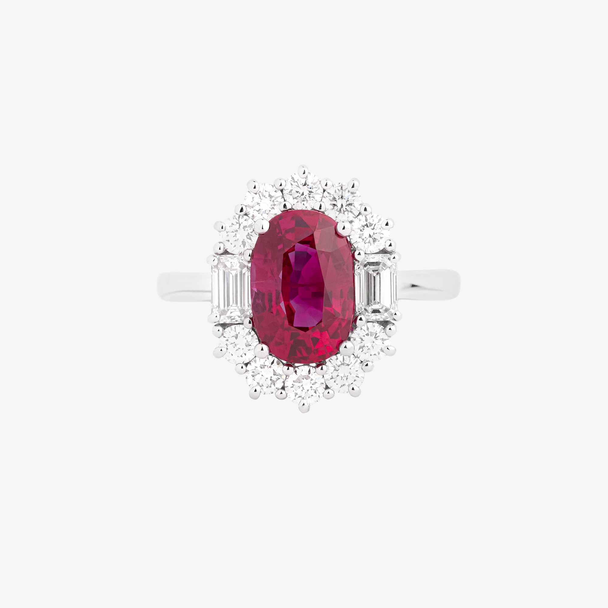 White gold ruby rosette ring with diamonds | Venetia Vildiridis E-Shop
