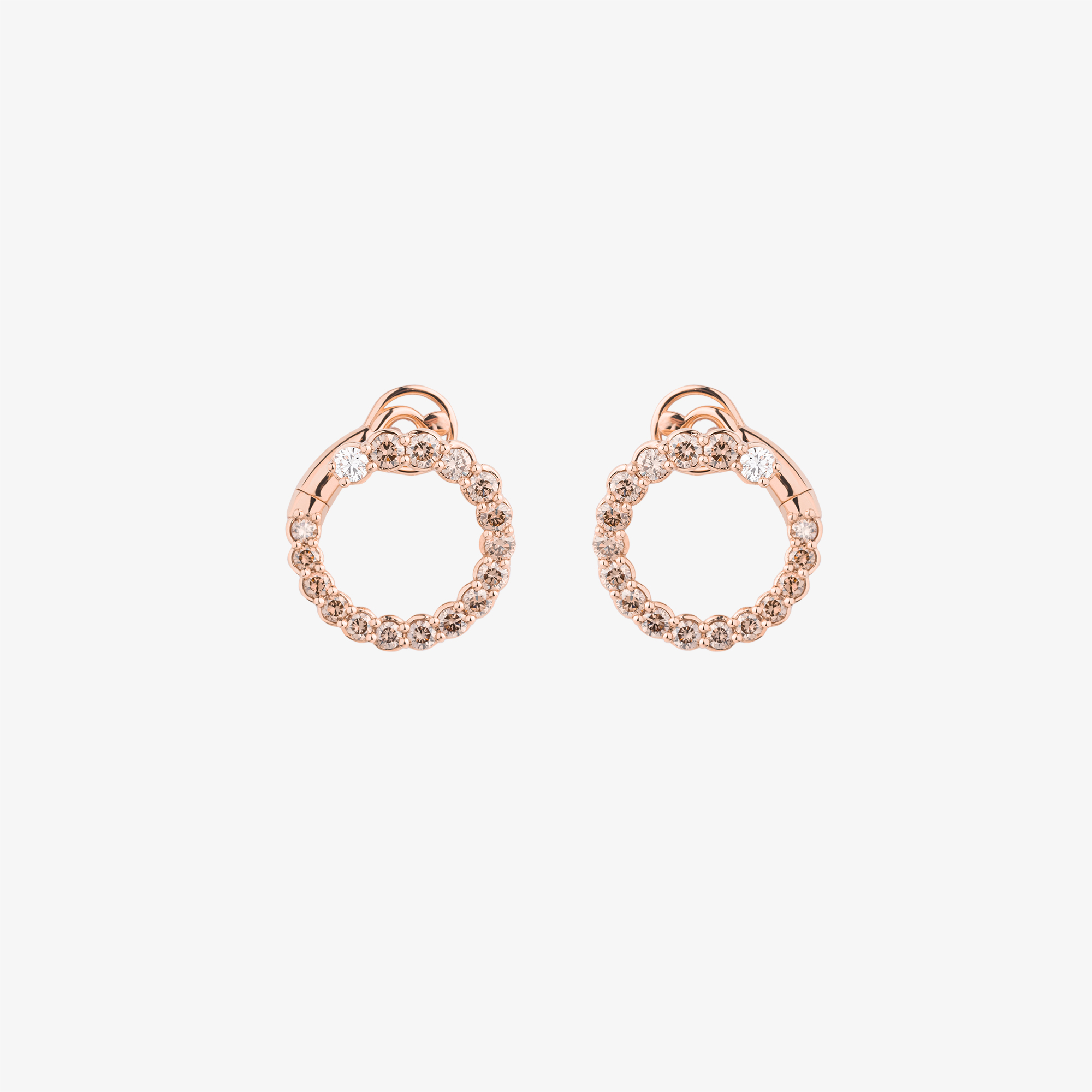 Pink gold front hoops with brown diamonds | Venetia Vildiridis E-Shop