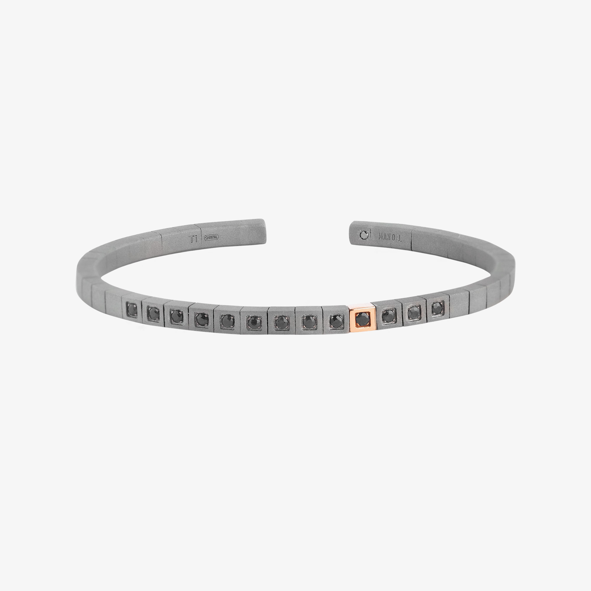 Men's bangle titanium with black diamonds | Venetia Vildiridis E-Shop