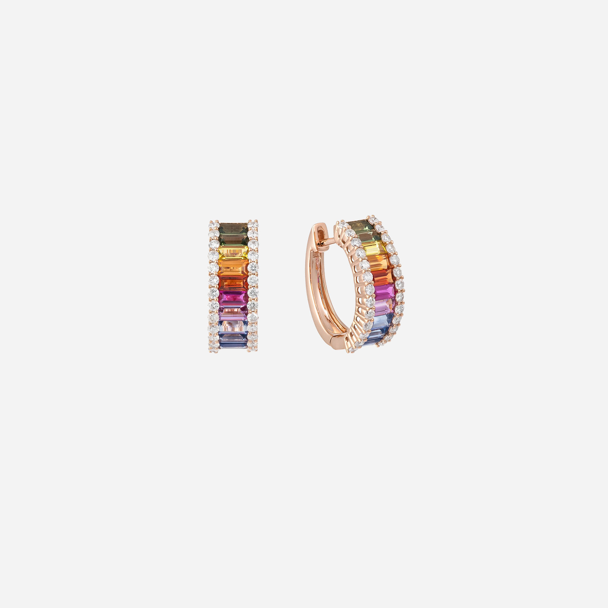 Joyful small rainbow hoops with diamonds | Venetia Vildiridis E-Shop