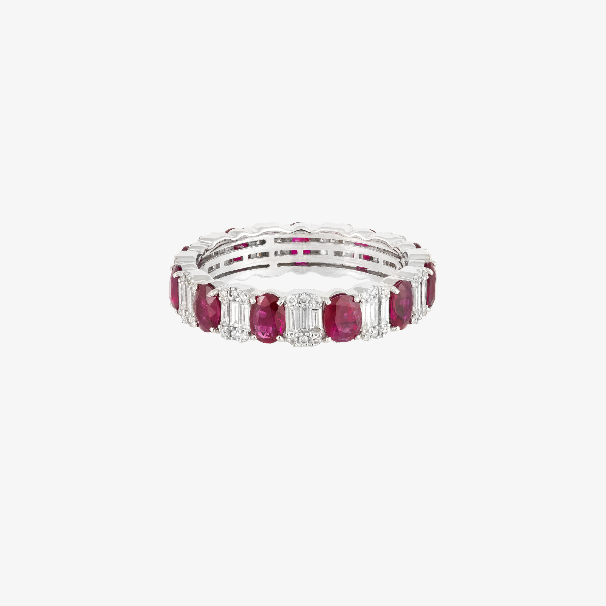 White gold ruby band ring with diamonds | Venetia Vildiridis E-Shop