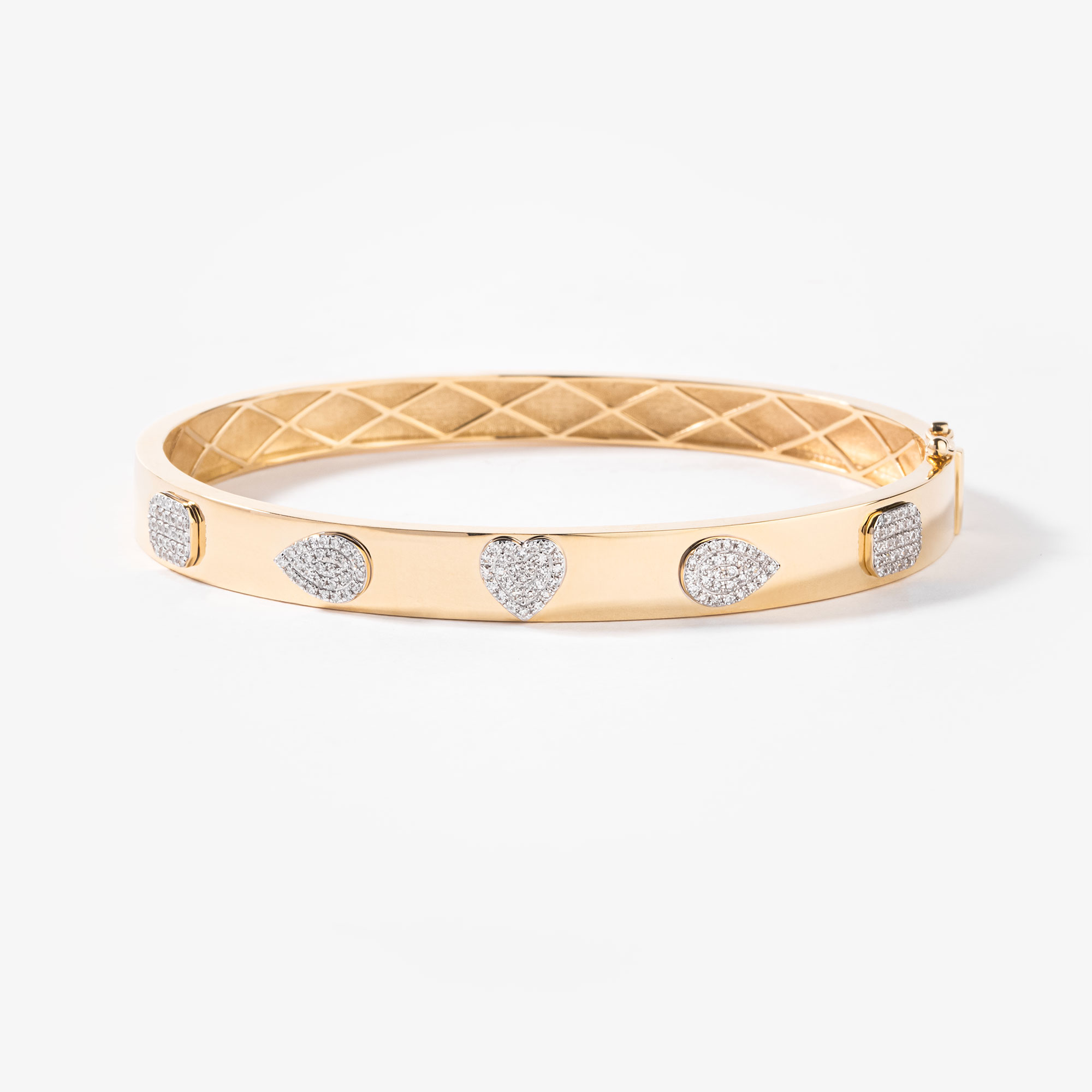 Gold bangle bracelet with shapes made of diamonds | Venetia Vildiridis ...