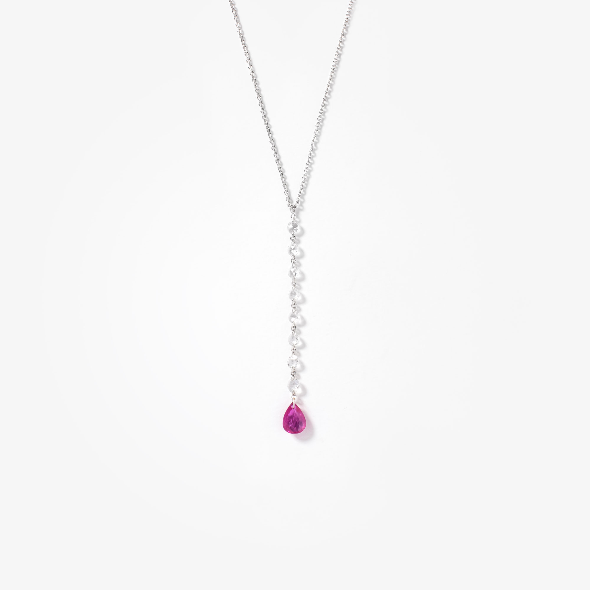 Romantic ruby drop pendant with diamonds | Venetia Vildiridis E-Shop