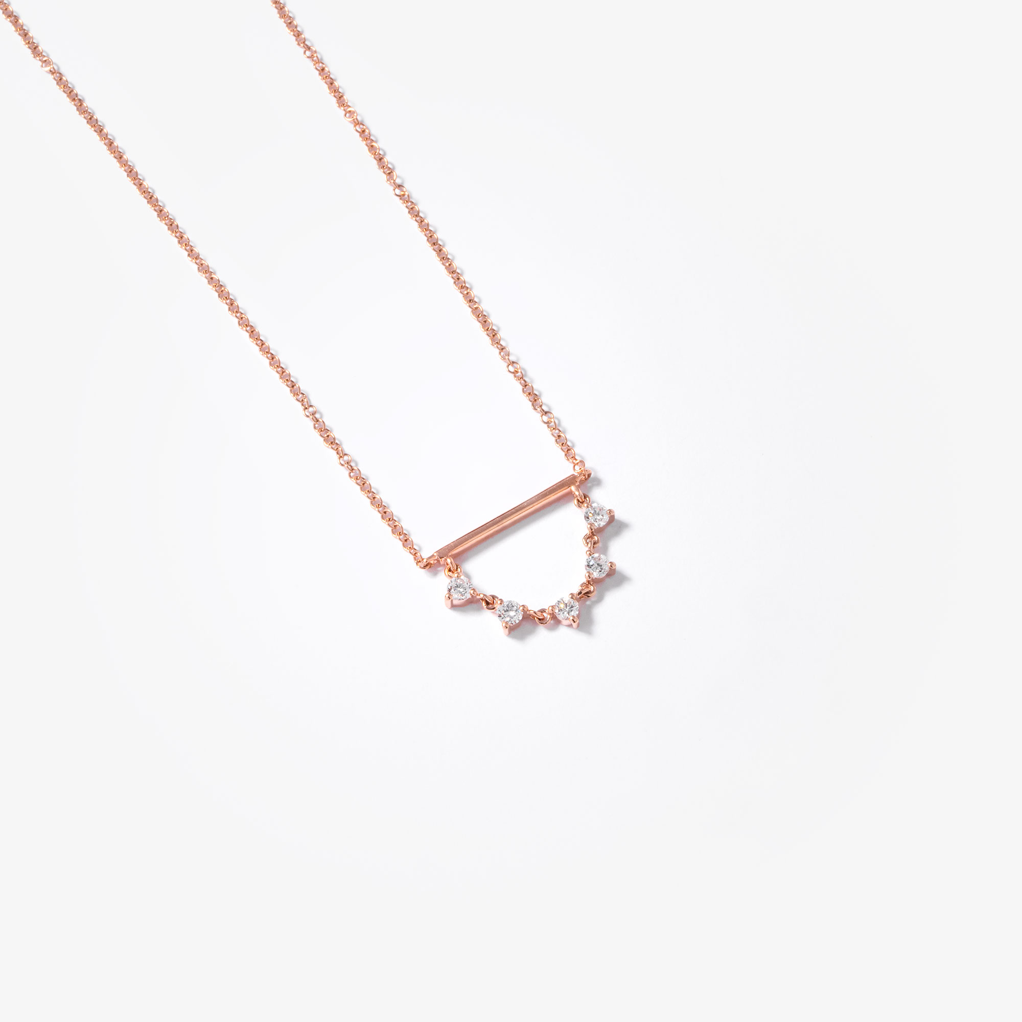 Pink gold discreet pendant with diamonds | Venetia Vildiridis E-Shop