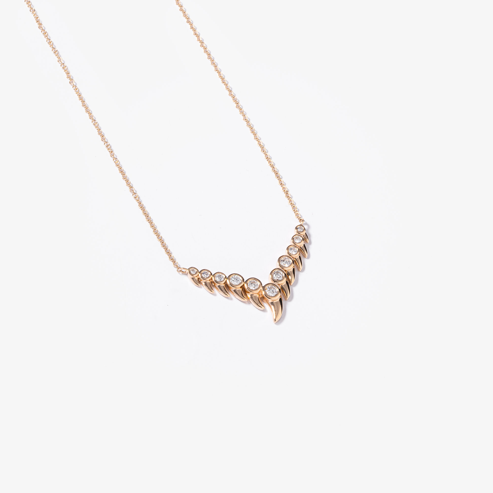Gold shark teeth pendant with diamonds | Venetia Vildiridis E-Shop