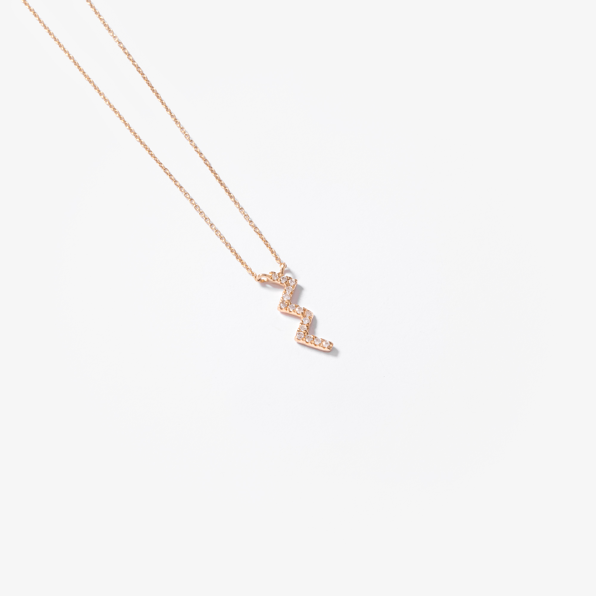 Gold zig zag pendant with diamonds | Venetia Vildiridis E-Shop