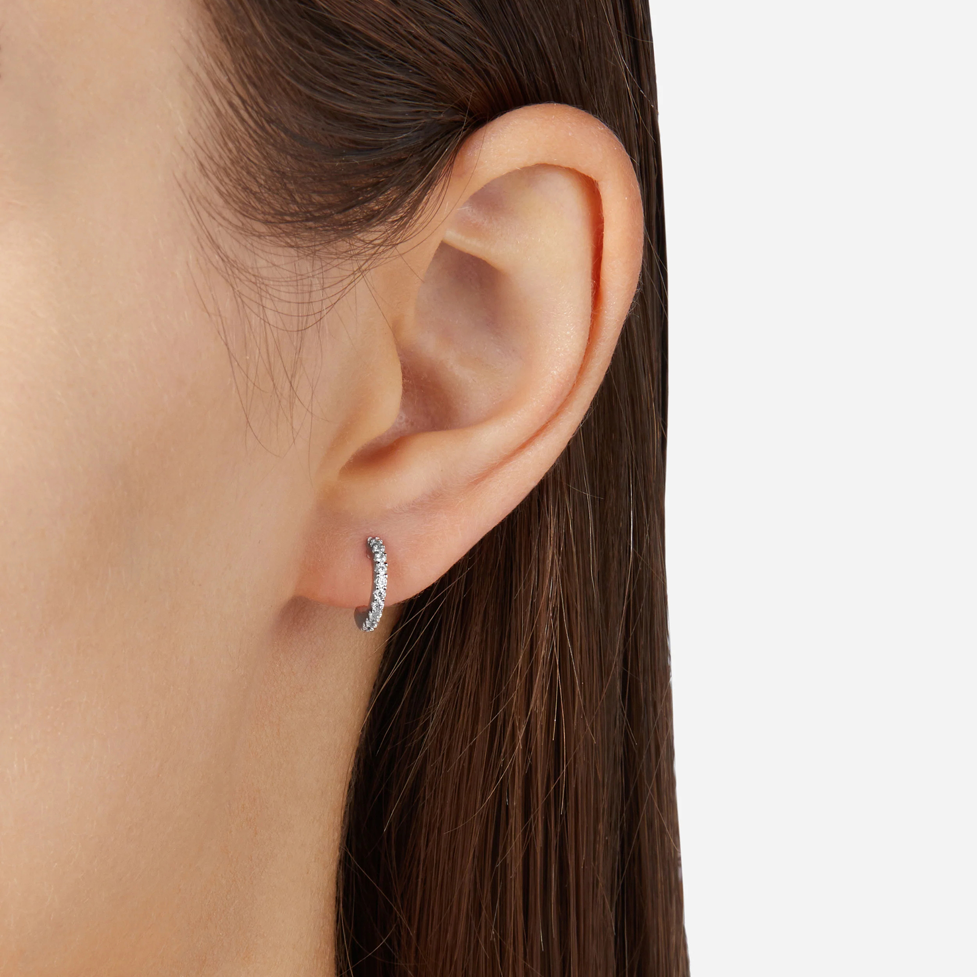 Chiara Ferragni tiny silver hoops with white stones | Venetia ...