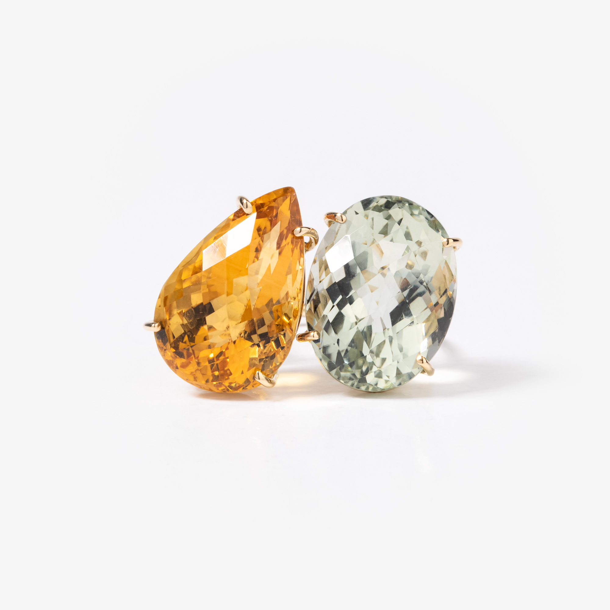 Double shape ring with citrine stone and praciolite | Venetia ...