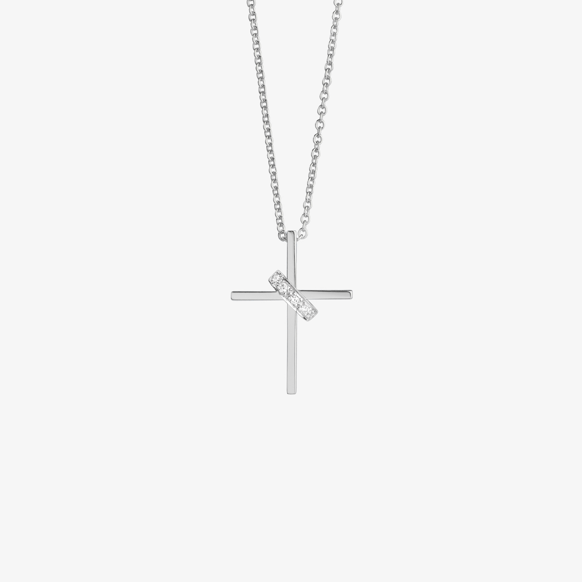 Medium size white gold cross with diamond detail | Venetia Vildiridis E ...