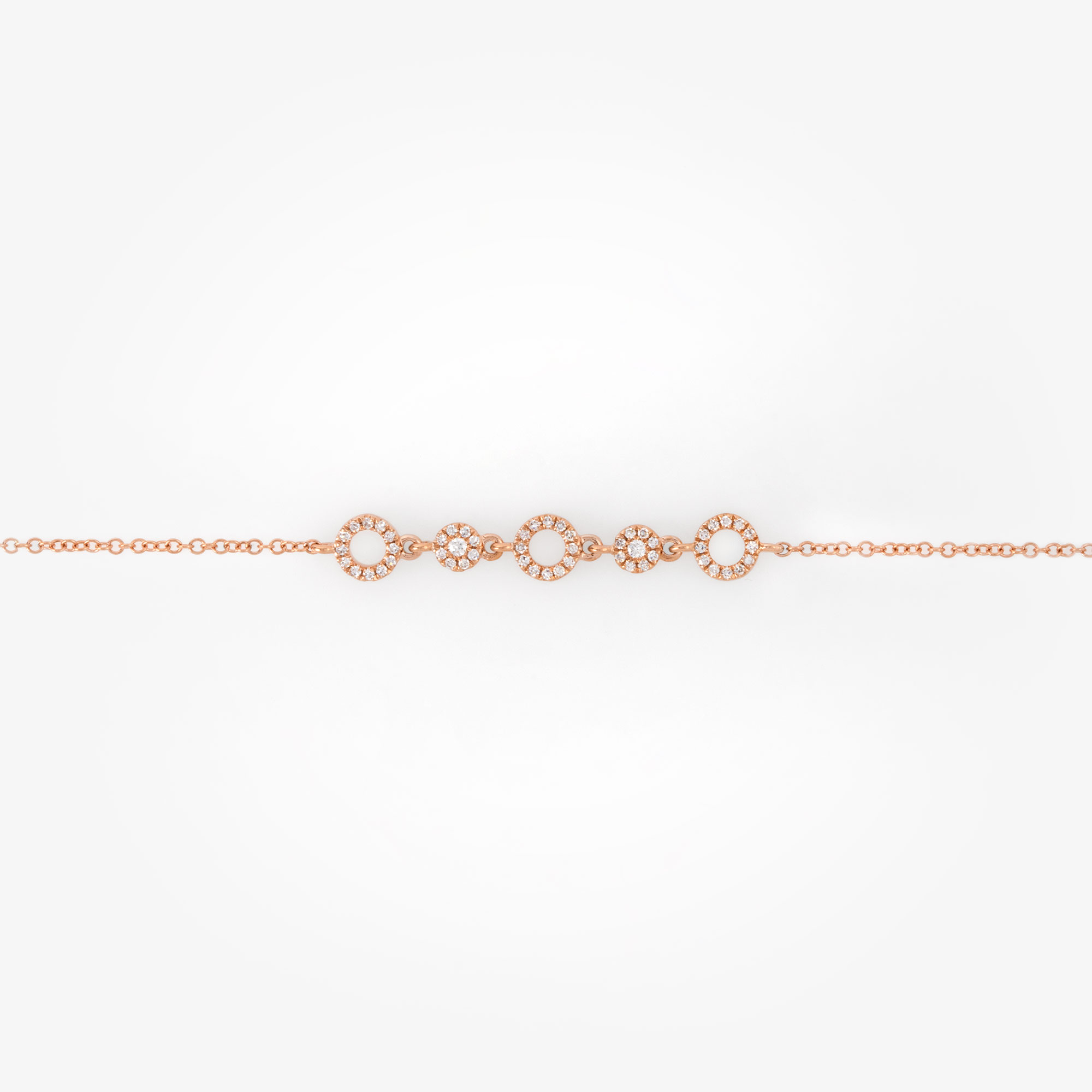 Pink gold chain bracelet with diamond circles | Venetia Vildiridis E-Shop