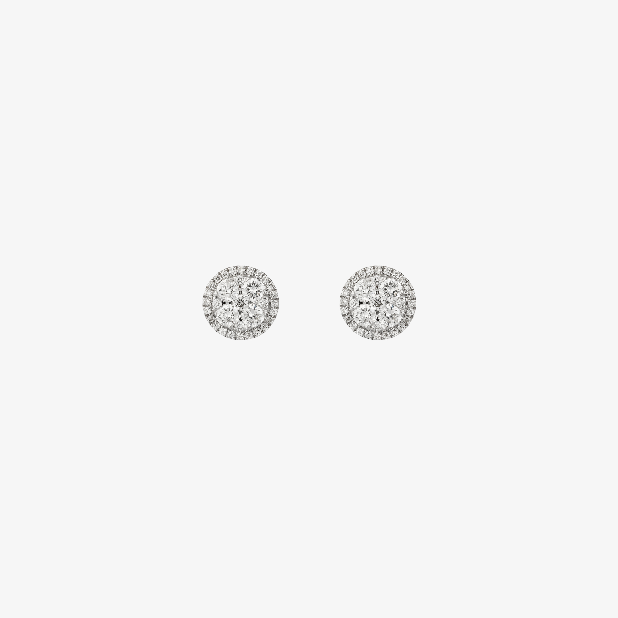 Round white gold invisible diamond studs | Venetia Vildiridis E-Shop